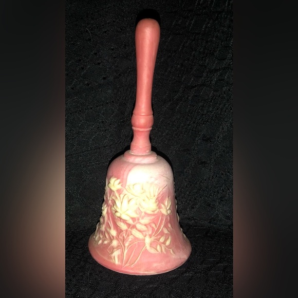 Accents | Vintage Incolay Stone Pink Floral Flowers Bell 65 Brass Bell ...